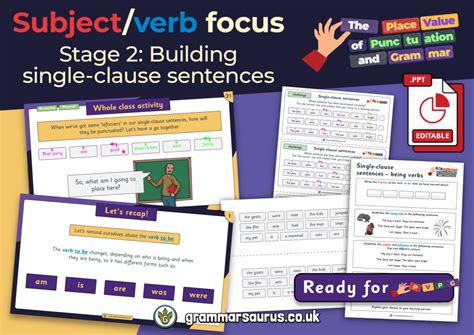 Ready For Place Value Of Punctuation And Grammar Building Single Clause Sentences Being Verbs