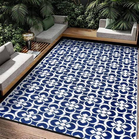 Hugear Reversible Plastic Indooroutdoor Rug 5x8 Waterproof Patio