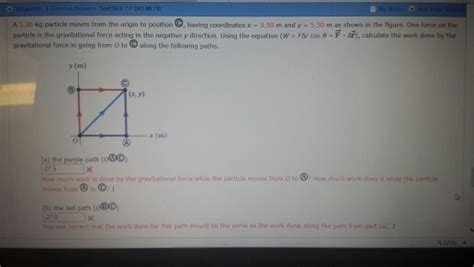 Solved A 5 00 Kg Particle Moves From The Origin To Position