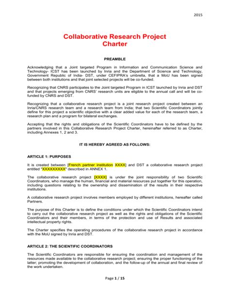 The Collaborative Research Project