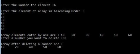 Program In C To Delete A Number From Array That Is Already Stored In Ascending Order With Output
