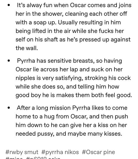 Lewd Rwby Headcanno Olive Tree Pyrrha X Oscar Rlewdrwbytumblerpost
