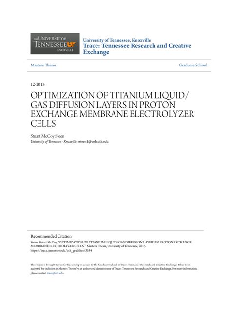 Optimization Of Titanium Liquid Gas Diffusion Layers In Proton Ex