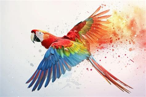 Premium Photo A Parrot Perches A Splash Of Color