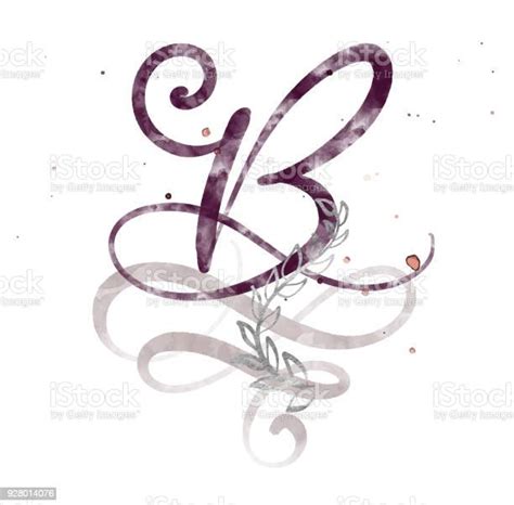 손 서 예 문자 B 수채화 스크립트 글꼴 그려 잉크와 함께 작성 하는 고립 된 편지 필기 브러쉬 스타일입니다 디자인 포스터 결혼식 생일 카드 포장 기호에 대 한 손 글자