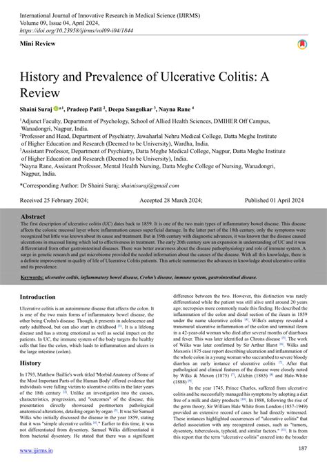 Pdf History And Prevalence Of Ulcerative Colitis A Review