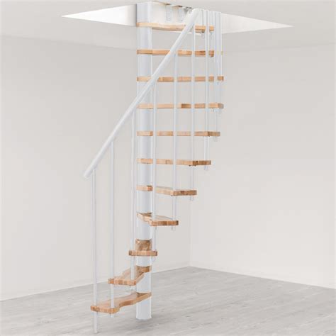 Scala A Mezza Chiocciola MINI SMART Larghezza 120 Cm Struttura In Acciaio Bianco Gradini In