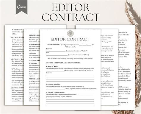 Editor Contract Template Editing Services Contract Editorial Services