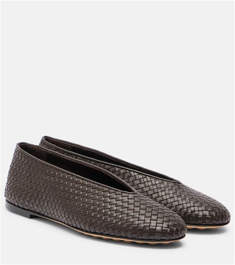 Rosa Intrecciato Leather Ballet Flats In Brown Bottega Veneta Mytheresa