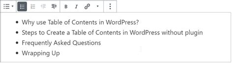 How To Create A Table Of Contents In Wordpress Without Plugin