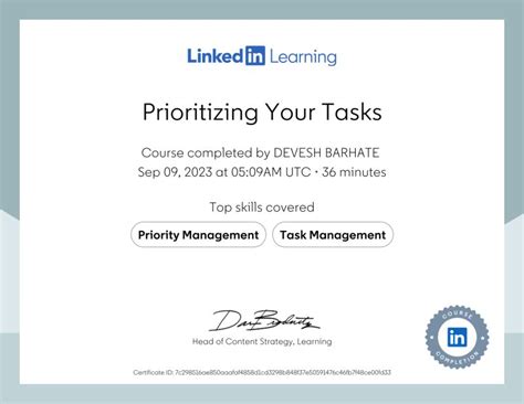 Devesh Barhate On Linkedin Certificate Of Completion