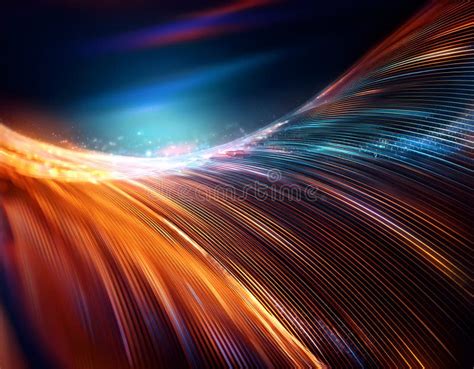 Abstract Image With Flowing Lines Of Light In Blue And Orange Creating