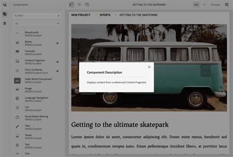 Page Editor Side Panel Adobe Experience Manager