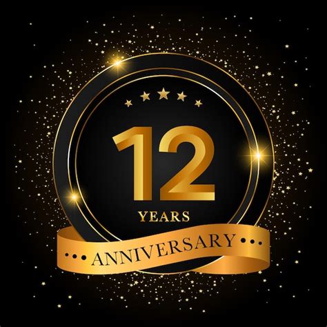 Premium Vector 12 Years Anniversary Golden Anniversary Celebration