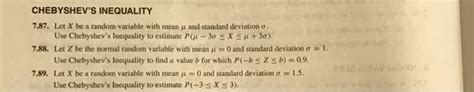 Solved Chebyshevs Inequality 787 Let X Be A Random