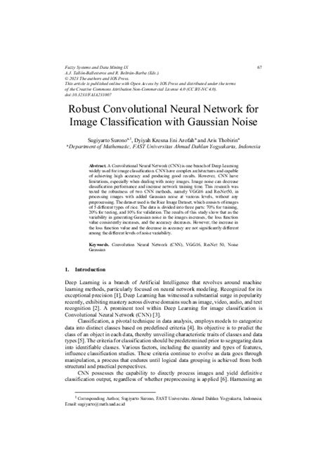 Pdf Robust Convolutional Neural Network For Image Classification With Gaussian Noise