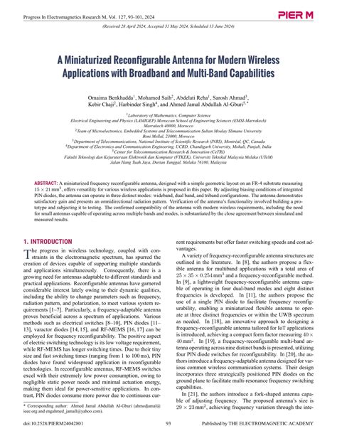 Pdf A Miniaturized Reconfigurable Antenna For Modern Wireless Applications With Broadband And