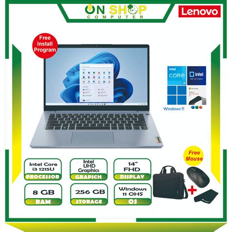 Jual LENOVO IdeaPad 3 14IAU7 Intel Core I3 1215U RAM 8GB SSD 256GB Windows 11 OHS Misty Blue