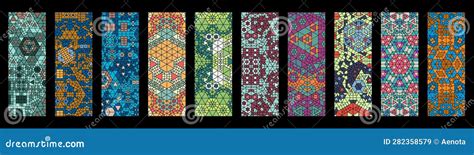 Set Of Complex Quasicrystalline Tessellation Pattern Textures Stock Vector Illustration Of