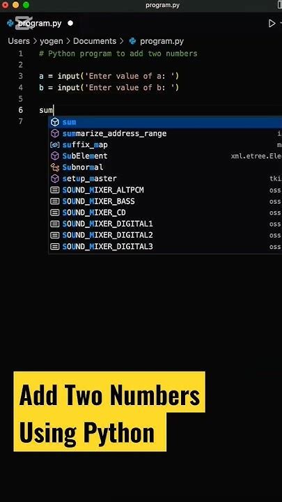 Add Two Numbers Using Python Youtube