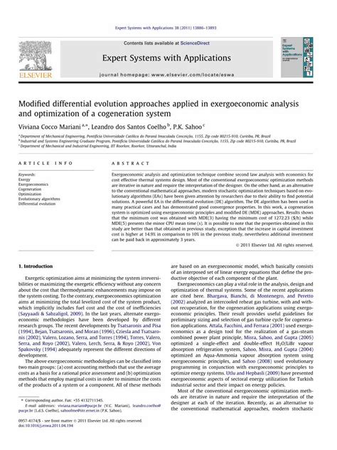 Pdf Modified Differential Evolution Approaches Applied In