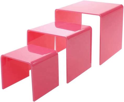 U Shaped Set Of 3 Plexiglass Stacking Scroll Risers Lucite Display Risers Pedestal
