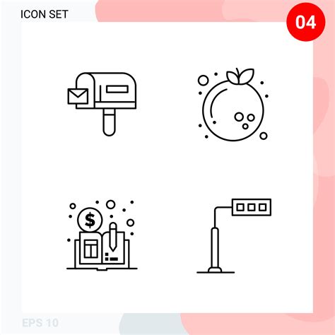 Vector Pack Of 4 Icons In Line Style Creative Outline Pack Isolated On White Background For Web