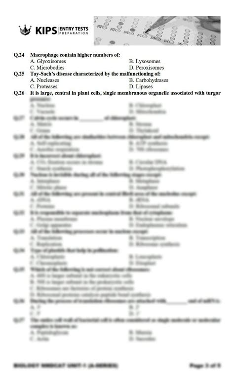 Solution Cell Structure And Function Mcqs Work Sheets With Key Studypool