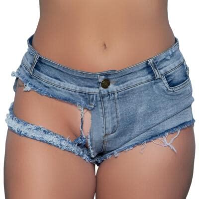 Cut Out Front Jean Shorts Mini Booty Denim Frayed Distressed Low Rise