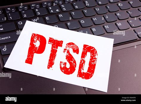 Writing PTSD Post Traumatic Stress Disorder Text Made In The Office Close Up On Laptop Computer