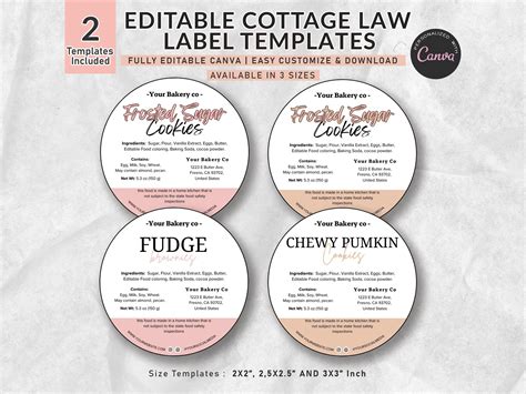 Editable Cottage Law Label Template Food Label Sticker Cottage Food