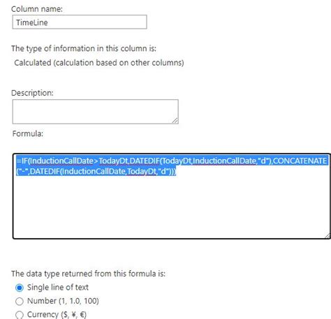 Sharepoint Online Calculated Column Difference Between Two Dates Considering Today