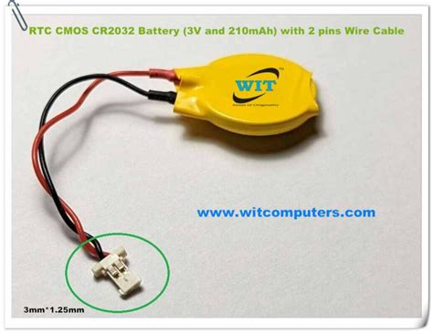 Rtc Bios Cmos Cr Battery V And Mah With Pins Wire Cable Measure Inches