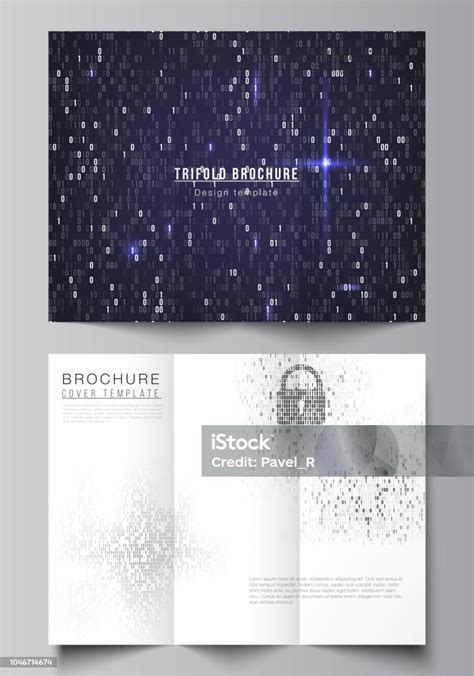 최소한의 벡터 레이아웃입니다 현대 크리에이 티브 브로슈어 또는 전단지 디자인 서식 파일을 포함 한다 이진 코드 배경입니다 Ai