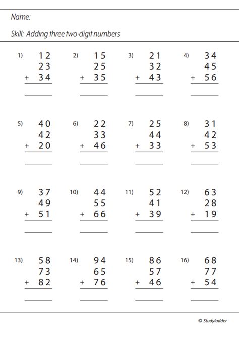 Adding Three Two Digit Numbers Written Strategy Studyladder Interactive Learning Games