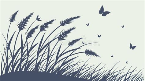 Serene Tall Grass Field With Flying Birds Symbolizing Peace And Nature Vector Design