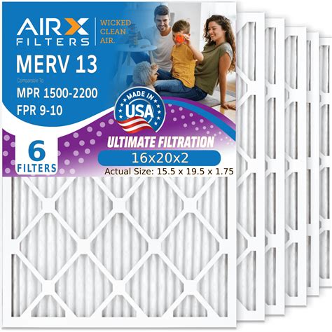 16x20x2 Air Filter Merv 13 Comparable To Mpr 1500 2200 And Fpr 9