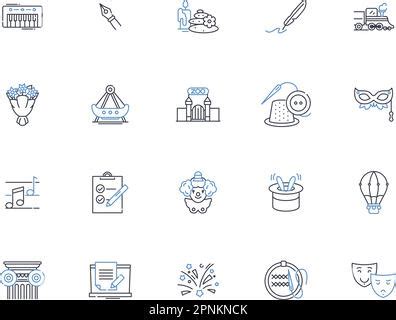 Novel Line Icons Collection Plot Characters Narrative Storyline
