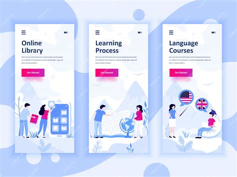 Premium Vector Set Of Onboarding Screens User Interface Kit Template