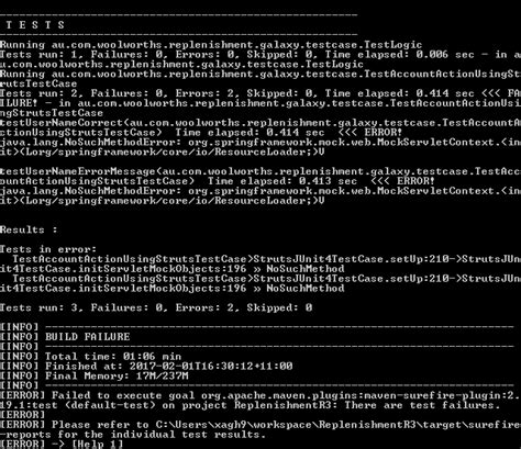Java Struts2 Junit Case Throwing Error During Mvn Test Stack Overflow