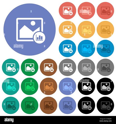 Image Histogram Multi Colored Flat Icons On Round Backgrounds Included