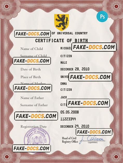 Disclosure Universal Birth Certificate Psd Template Fully Editable