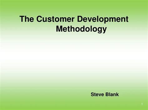 Ppt Customer Development Methodology Overview Transforming Startup
