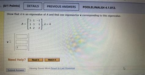 Show That λ Is An Eigenvalue Of A And Find One