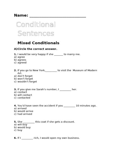 Mixed Conditionals Pdf Mixed Conditionals Pdf