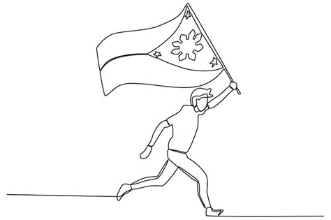 Premium Vector A Man Runs Carrying A Philippine Flag Philippine