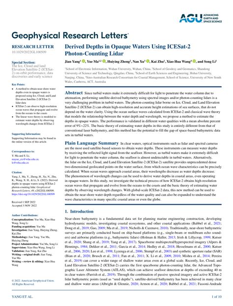 Derived Depths In Opaque Waters Using Icesat‐2 Photon‐counting Lidar Request Pdf