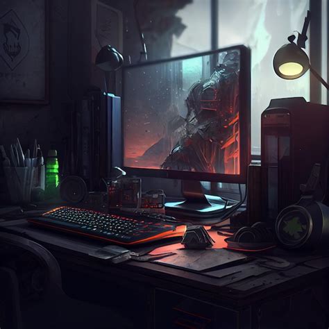 Premium Photo Gaming Desktop Pc Computer Setup Gamer Illustration