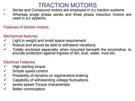 Traction Motors In Electric Traction Ppt