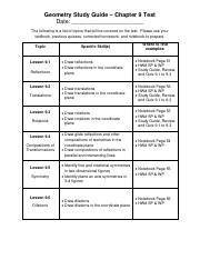 Geometry Chapter Test Study Guide Pdf Geometry Study Guide Chapter Test Date The
